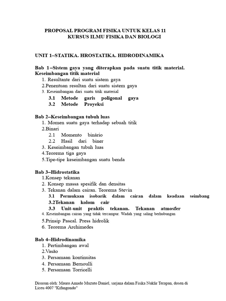 Proposal Program Fisika Kelas 11 | PDF