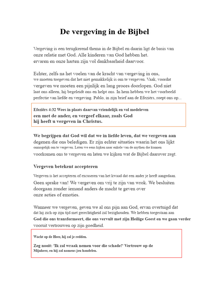 De Vergeving in de Bijbel | PDF