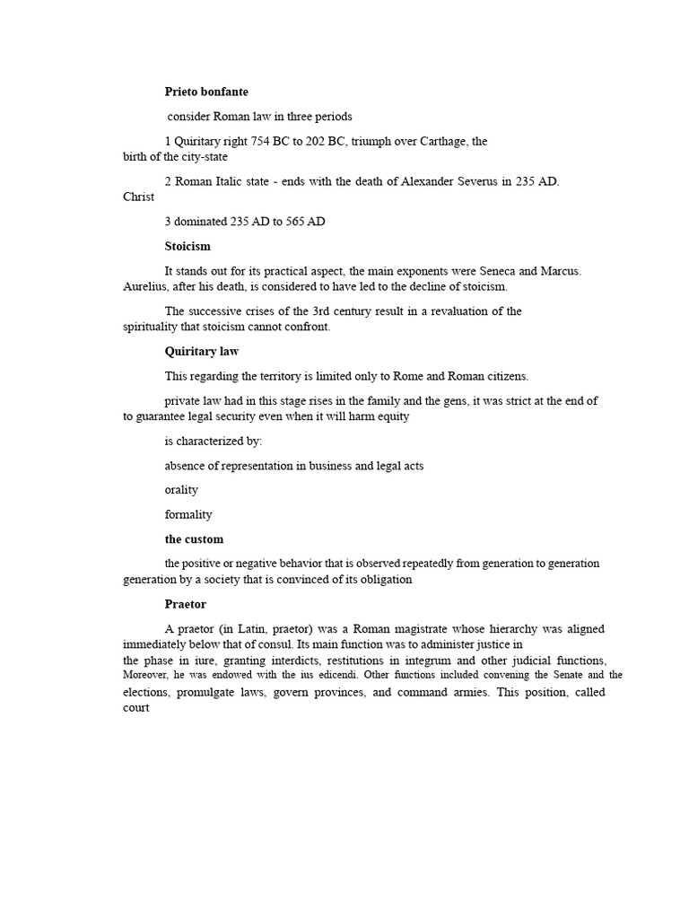 Roman Law - Notes For The Final - UFasta | PDF | Roman Republic | Roman Law