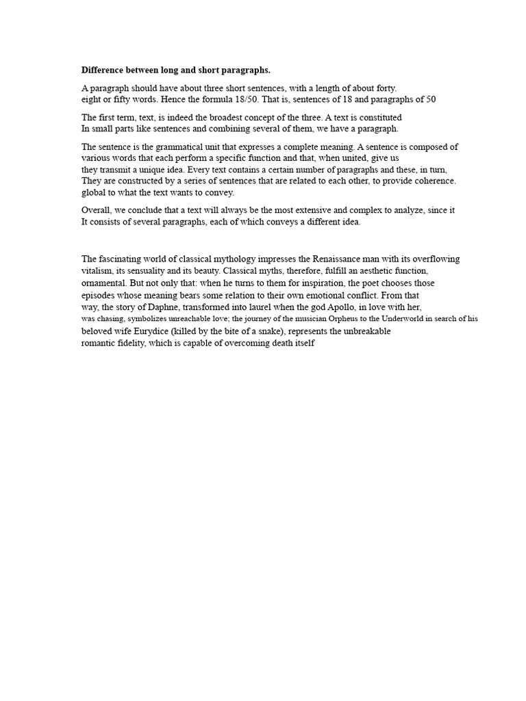 Difference Between Long and Short Paragraphs | PDF