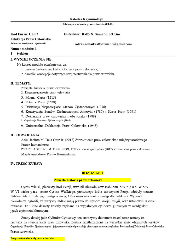 CJL 2 - Edukacja W Zakresie Praw Człowieka | PDF