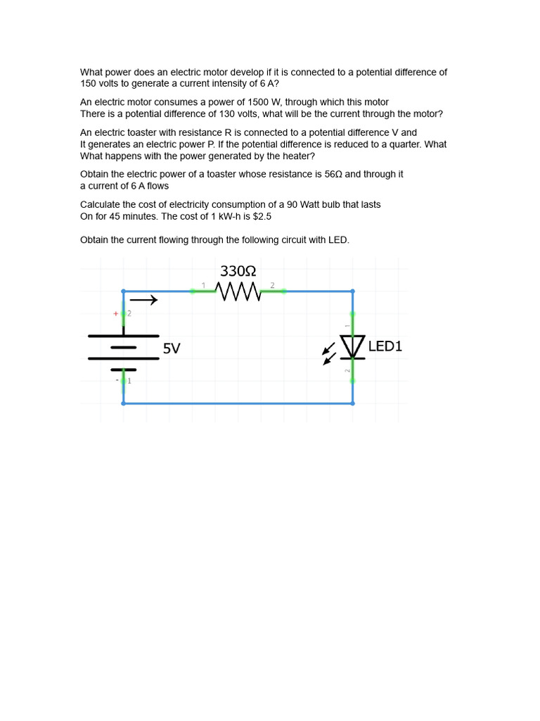 Ohm's Law and Power Exercises | PDF | Electric Power | Voltage