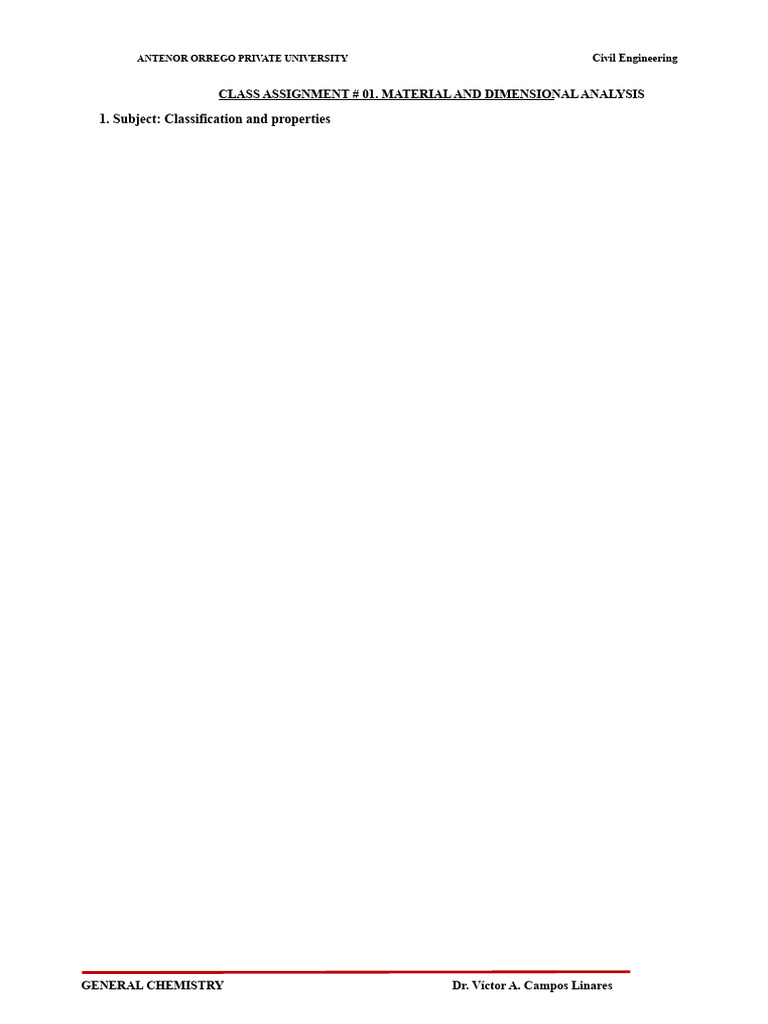 Class Assignment # 01. Matter and Dimensional Analysis | PDF | Chemical Substances | Mixture