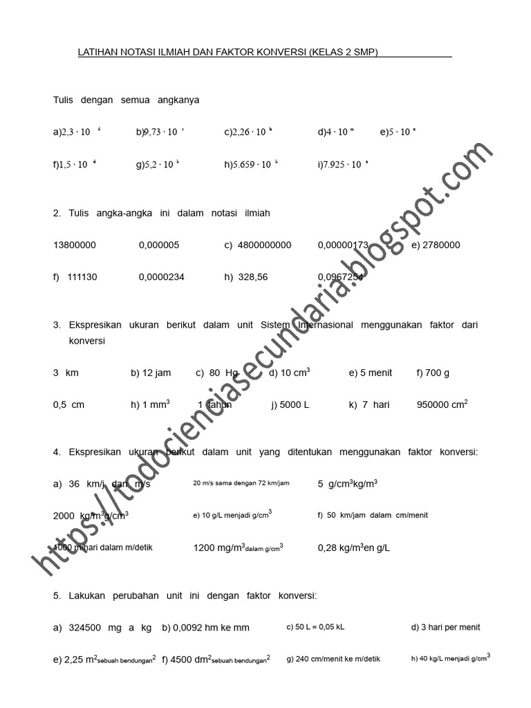 Latihan Notasi Ilmiah dan Konversi Satuan | PDF