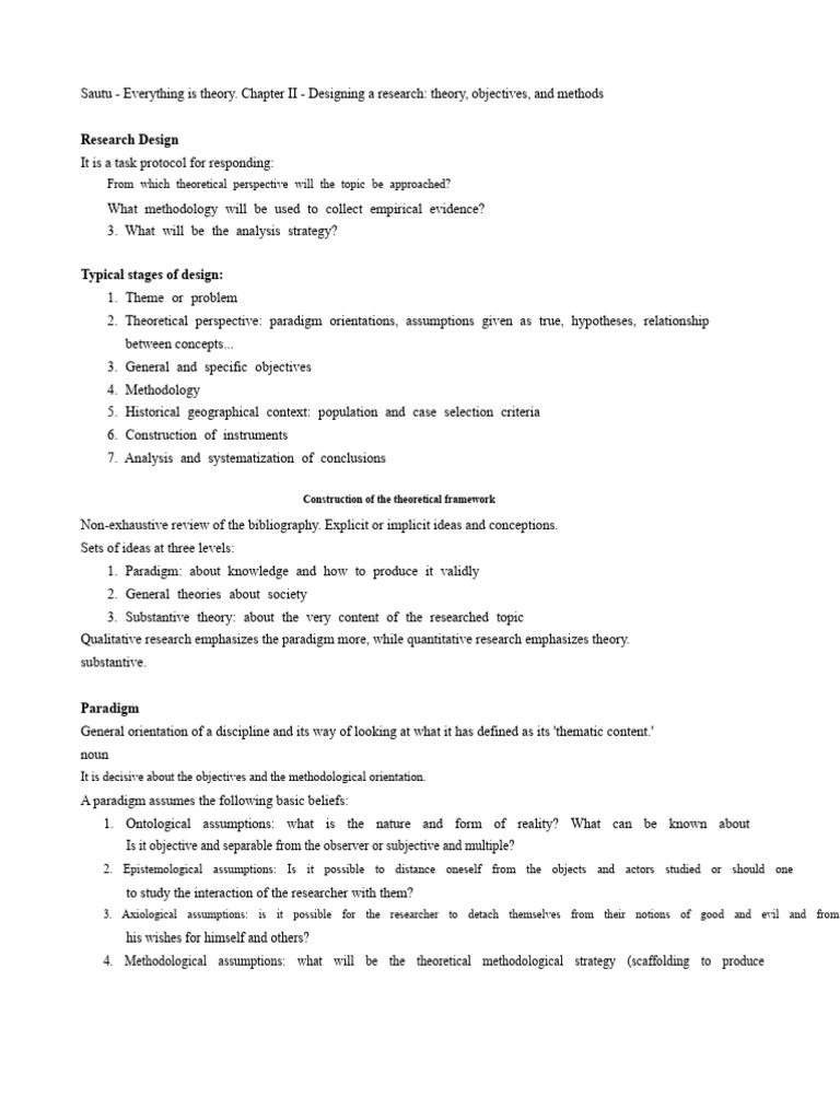 Sautu, Ruth - Everything Is Theory - Chapter 2 - Summary | PDF ...