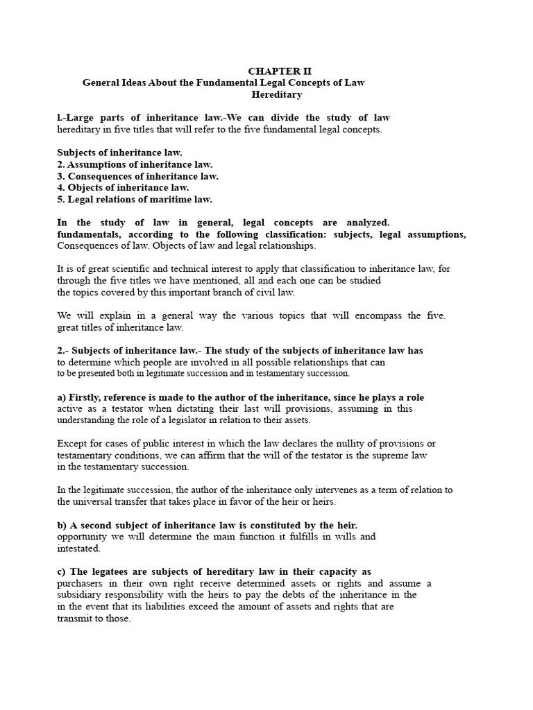 Inheritance Law: Key Legal Concepts | PDF | Will And Testament ...