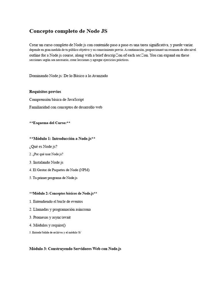 Concepto Completo de Node JS | PDF | Script Java | Desarrollo web