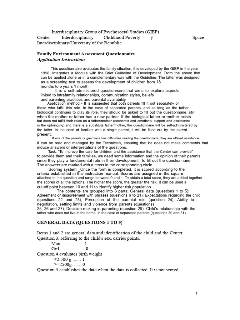 Family Environment Assessment Guide | PDF | Parenting | Father