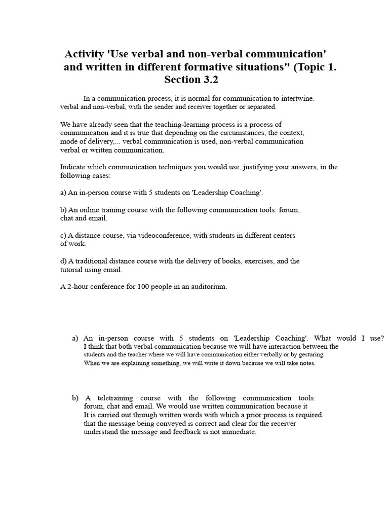 section 1 subsection 3.2 | PDF | Communication | Nonverbal Communication