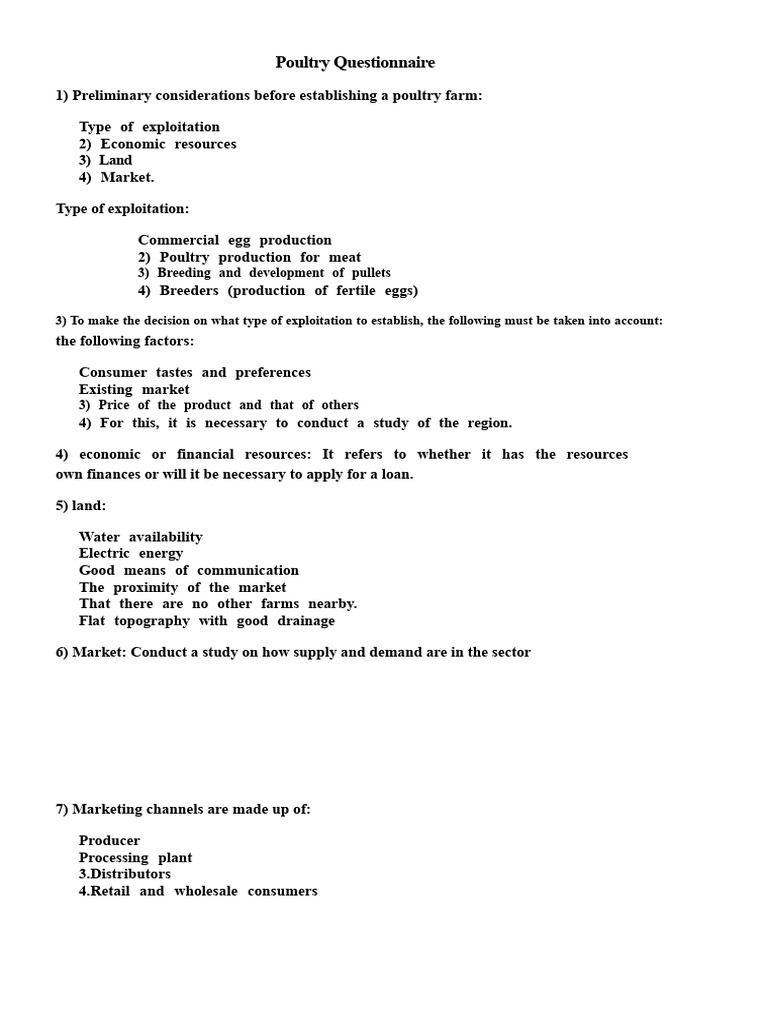 Poultry Questionnaire Complete | PDF | Chicken | Birds