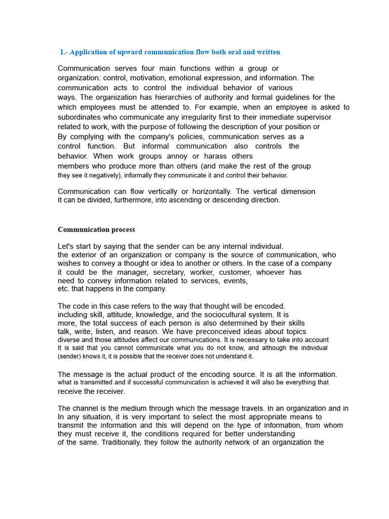 Application of Upward Communication Flow in Oral and Written Forms ...