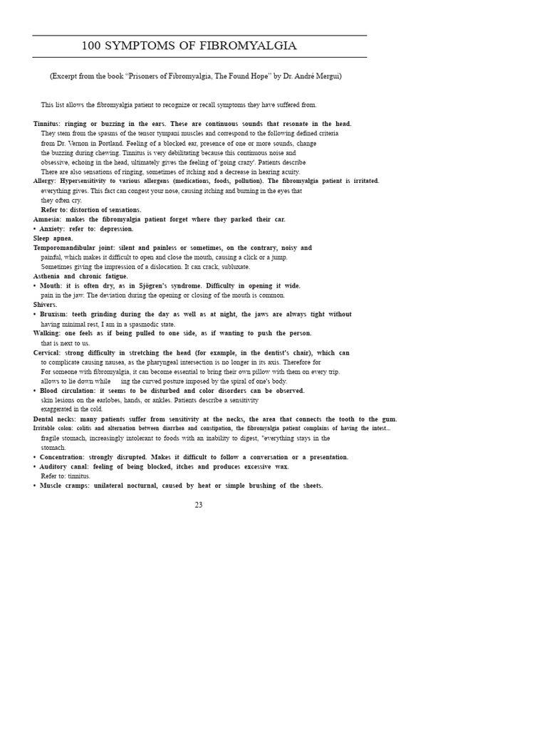 100 Symptoms of Fibromyalgia | PDF | Fibromyalgia | Sleep