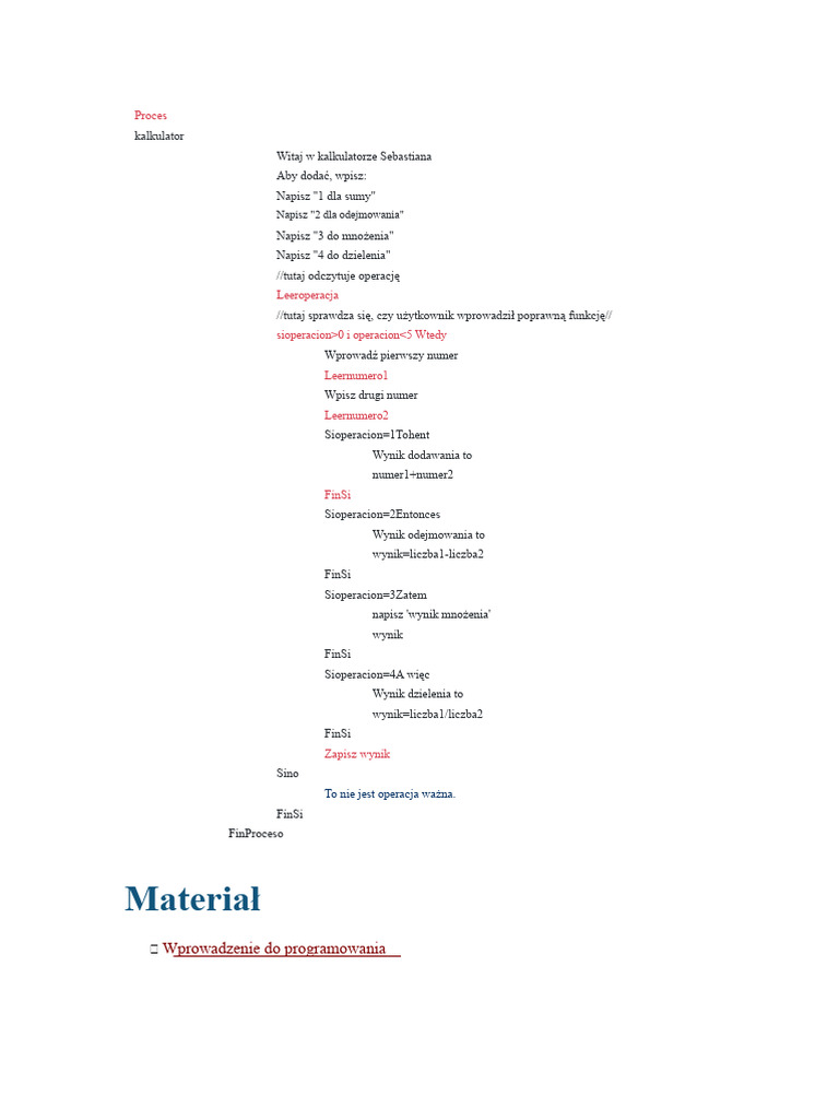 Algorithm of Calculator | PDF