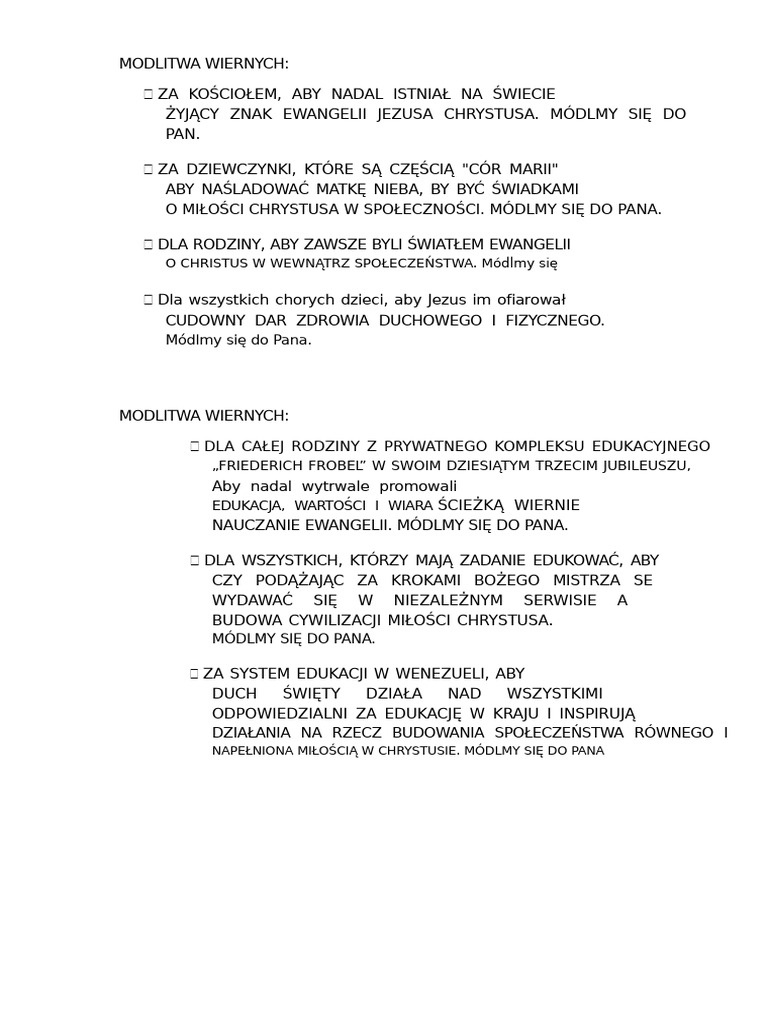 Modlitwa Wiernych | PDF