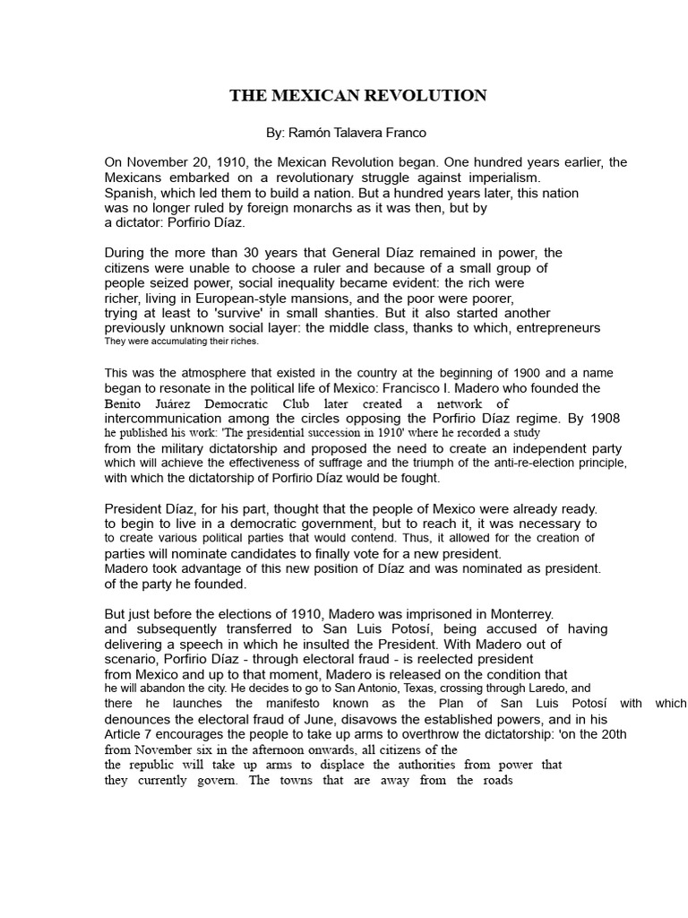 Review of The Mexican Revolution | PDF | Mexican Revolution | Politics ...