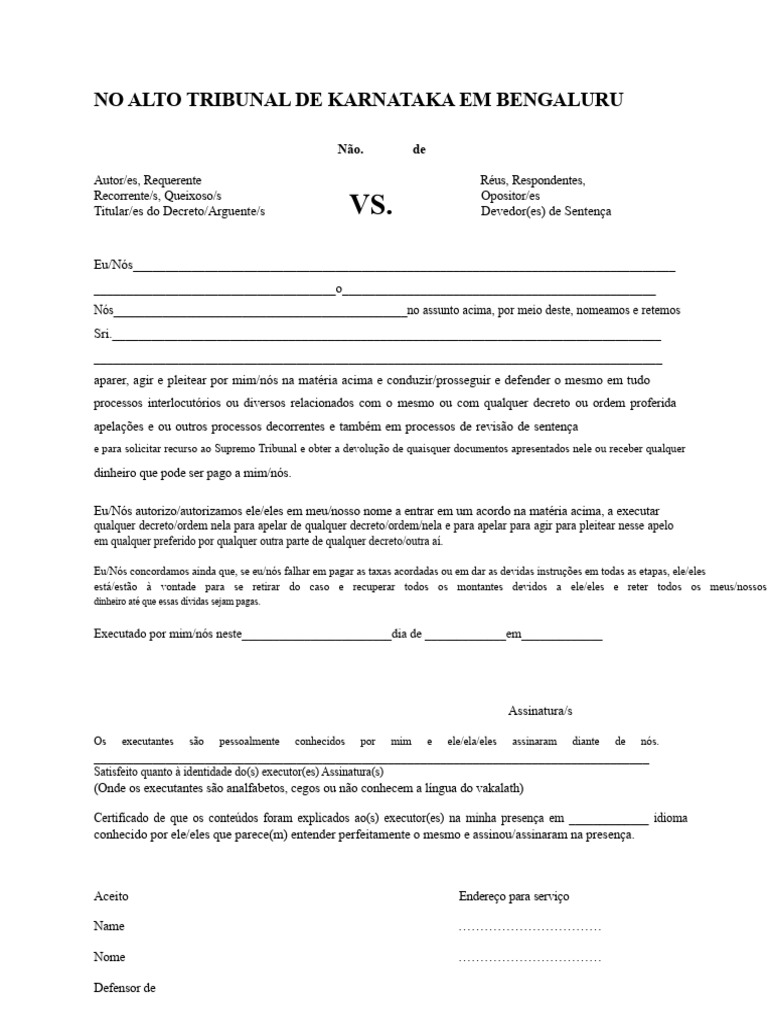 Vakalath - Tribunal Superior PDF | PDF | Advogado | Justiça
