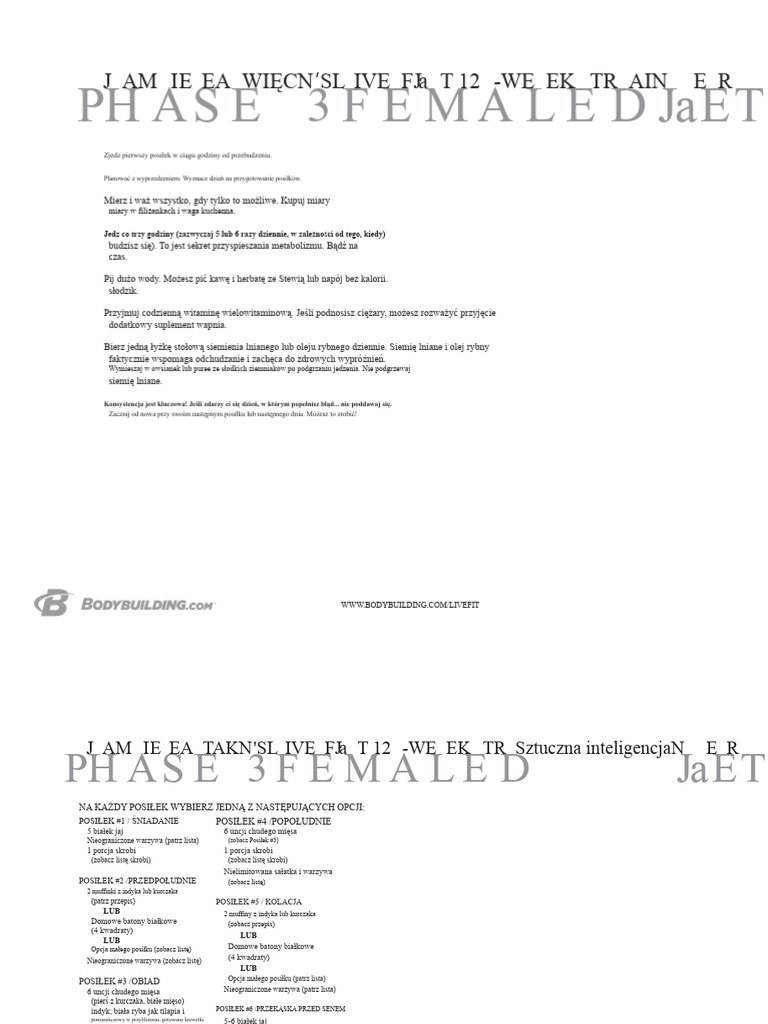 Dieta Femalna Faza 3 Livefit | PDF