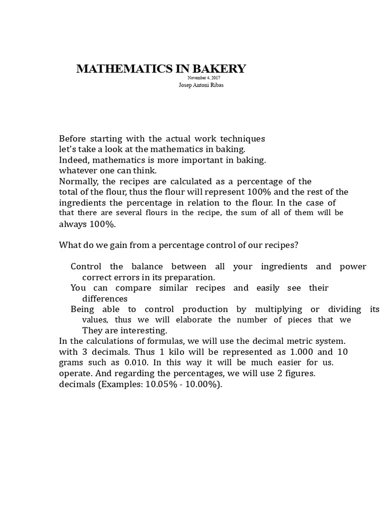 Mathematics in Bakery | PDF | Sourdough | Breads