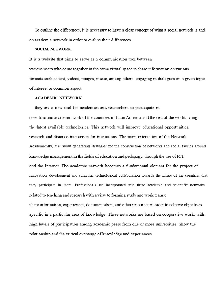 Differences Between Social Network and Academic Network | PDF ...