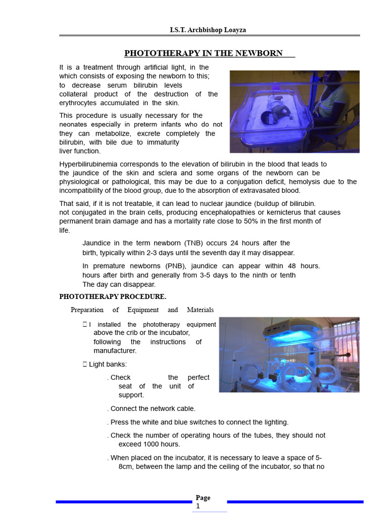Newborn Phototherapy Guide | PDF | Clinical Medicine | Medical Specialties