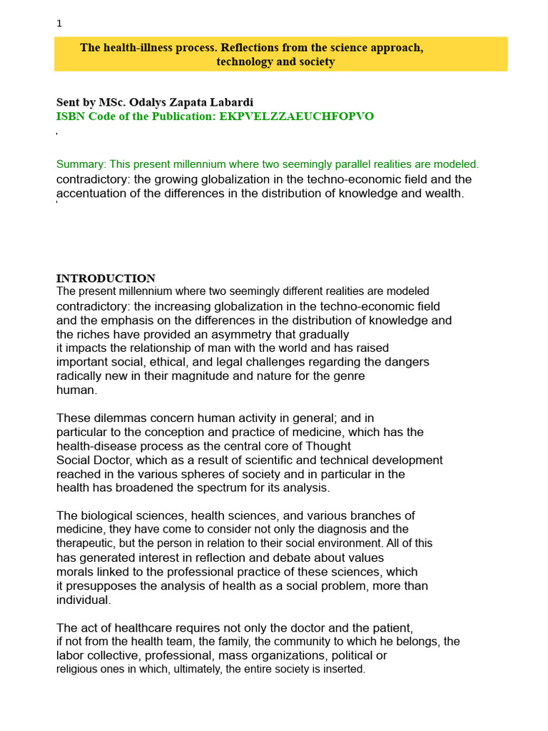Health-Disease Process: Socio-Tech Insights | PDF | Science | Knowledge