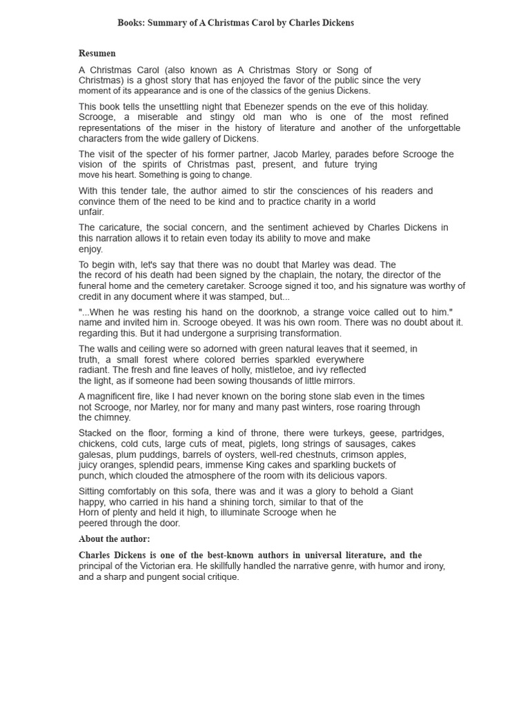 Summary of A Christmas Carol | PDF | A Christmas Carol | Ebenezer Scrooge