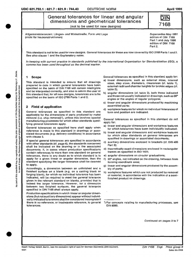 Din 7168 en | PDF