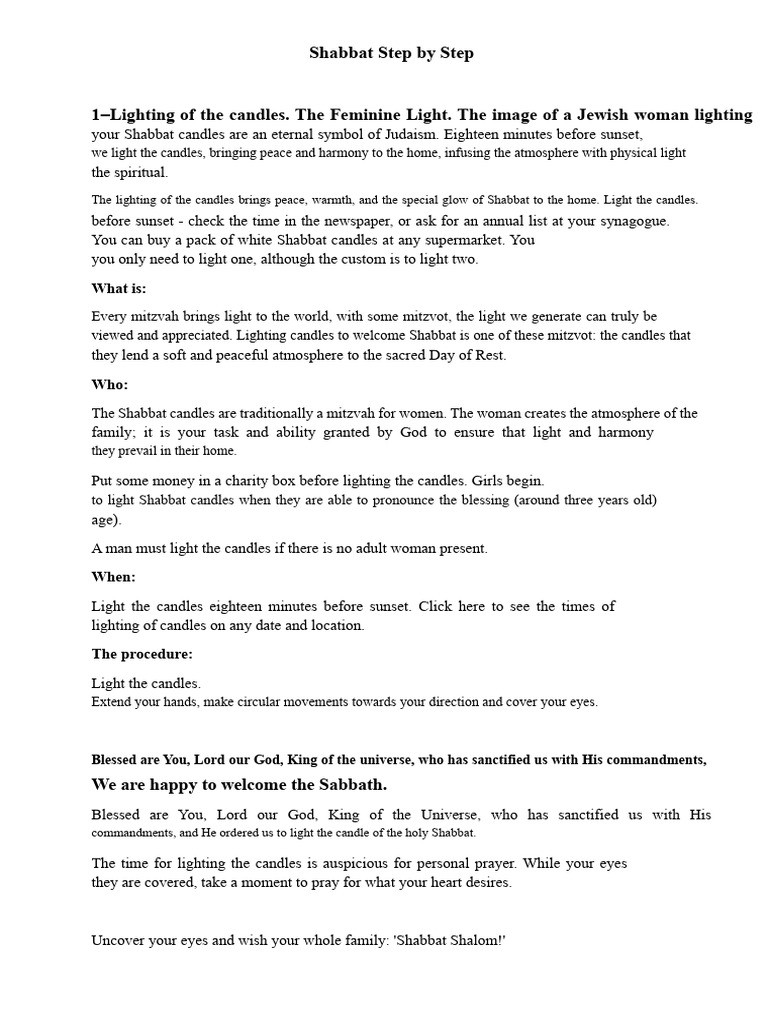 Shabbat Step by Step | PDF | Shabbat