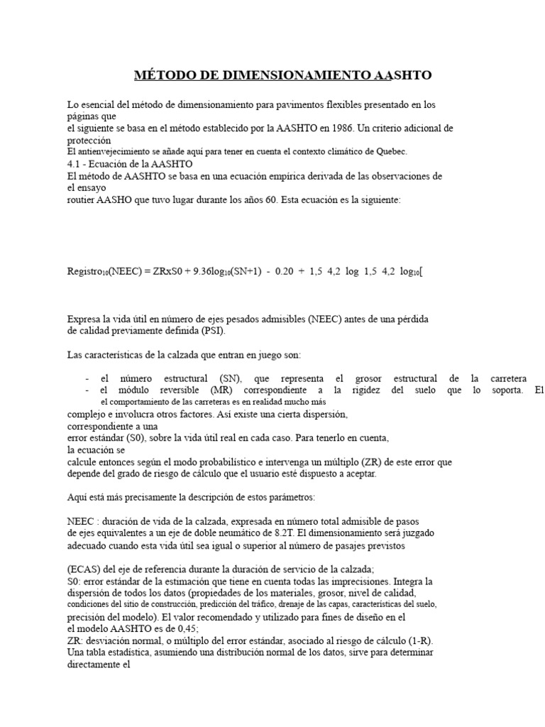 Método de Dimensionamiento AASHTO 10 | PDF | Ingeniería de ...