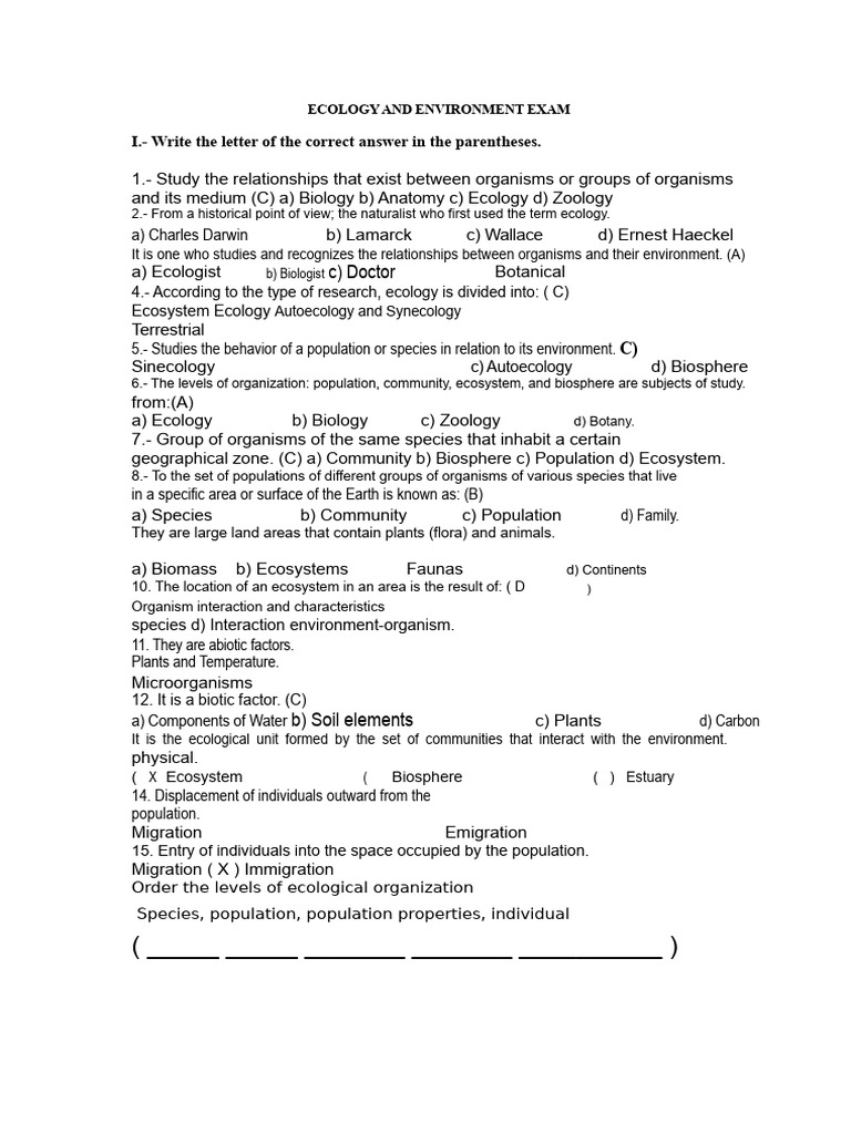 136792213 Ecology Exam First Partial 2012 2013b Answered | PDF ...