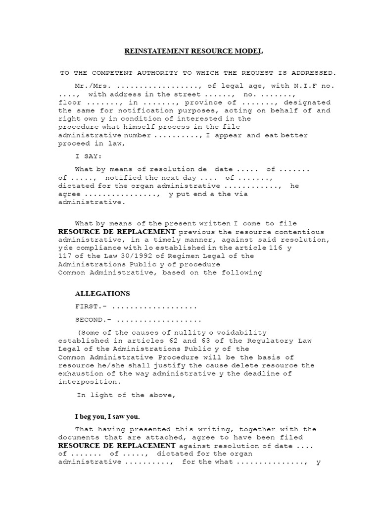 Model For Appeal For Reinstatement | PDF