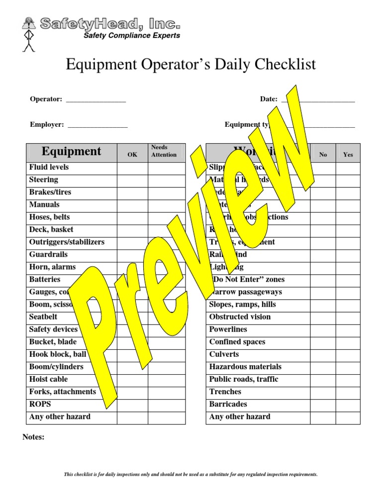 Equipment Safety Checklist | PDF