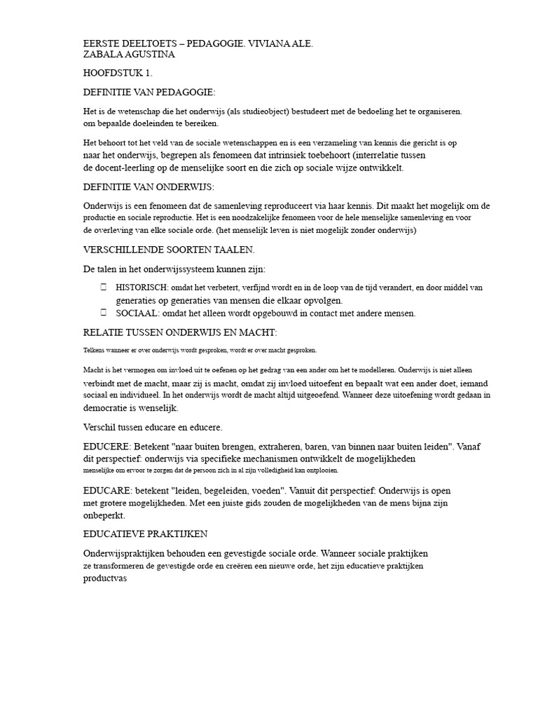 Pedagogie 1e Jaar Van De Lerarenopleiding Basisonderwijs Partial 1 Pdf