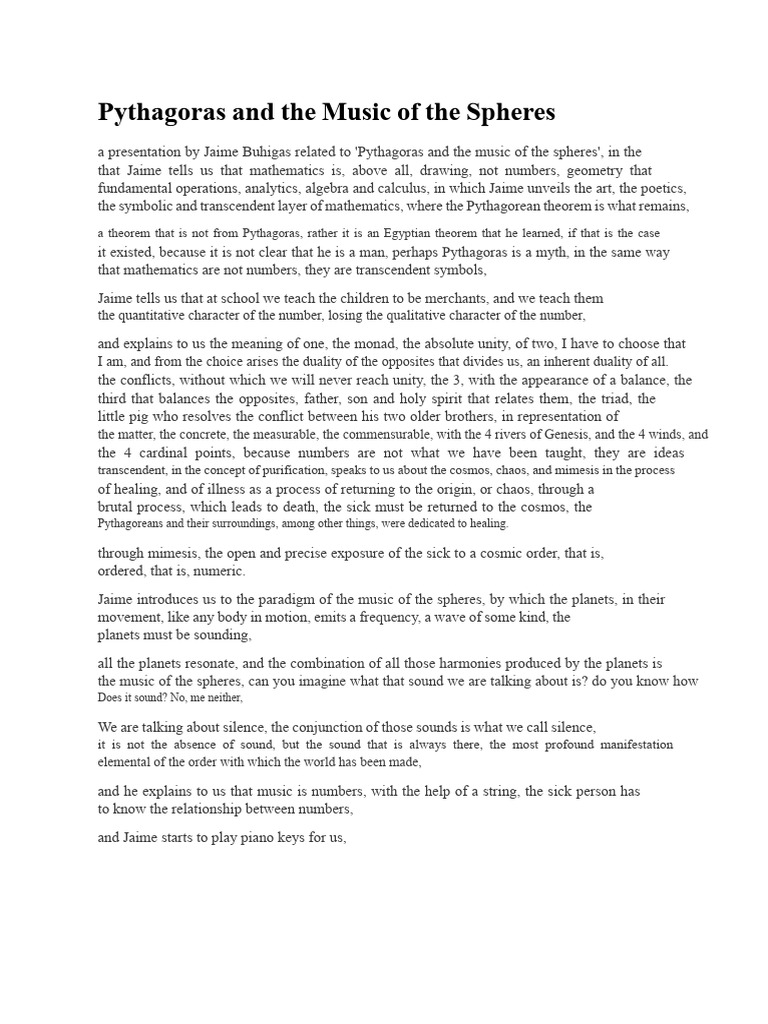 Pythagoras and The Music of The Spheres | PDF | Mathematics | Pythagoras