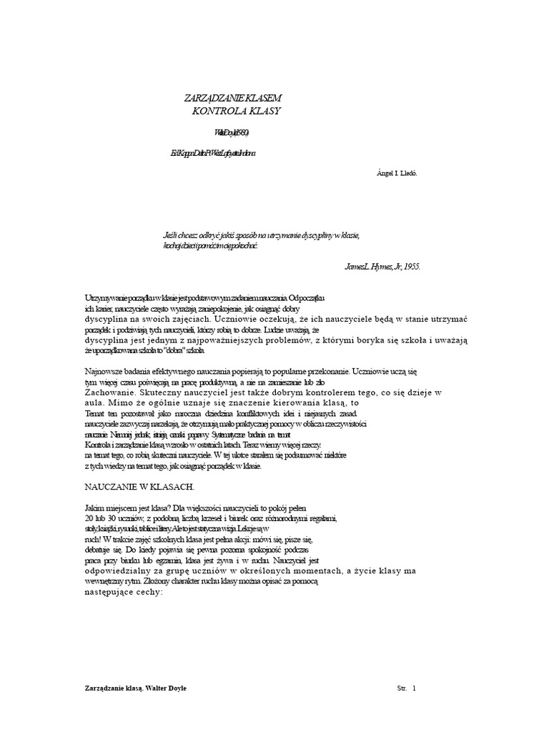 Kontrola W Klasie | PDF