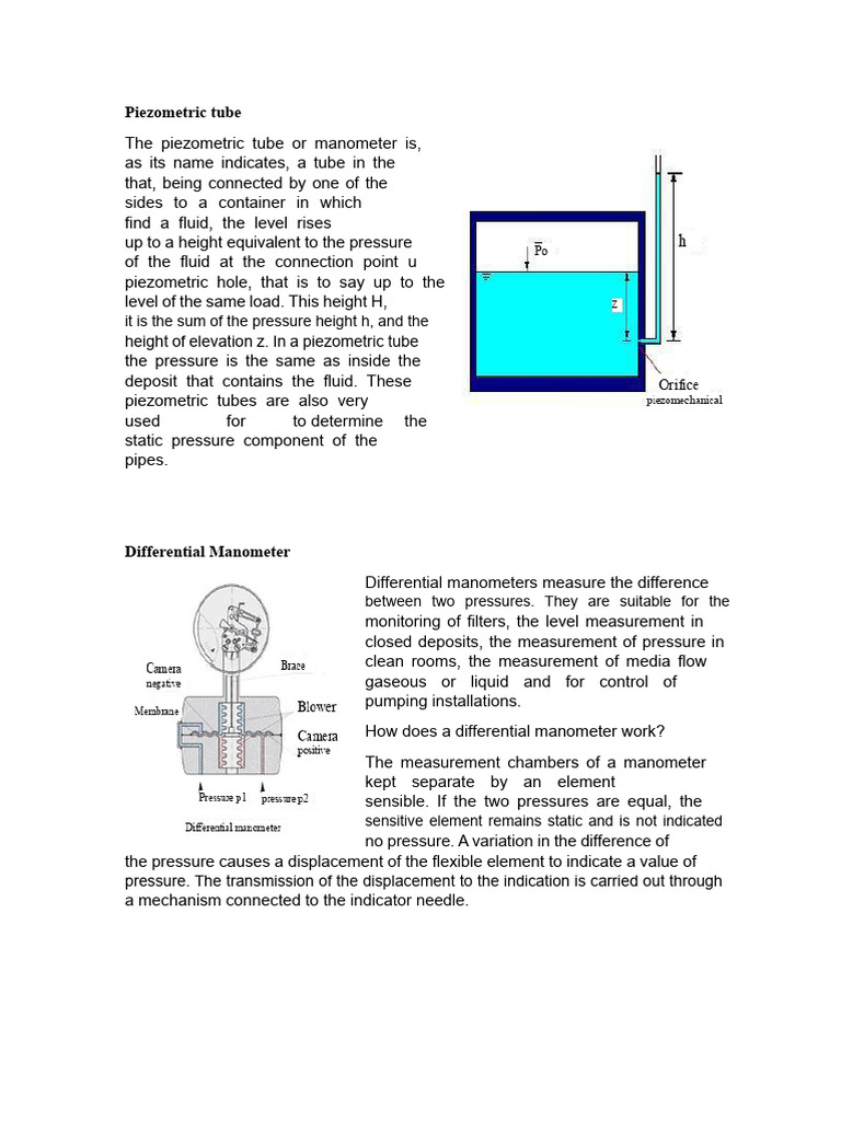 Piezometric Tube | PDF | Pressure Measurement | Pressure