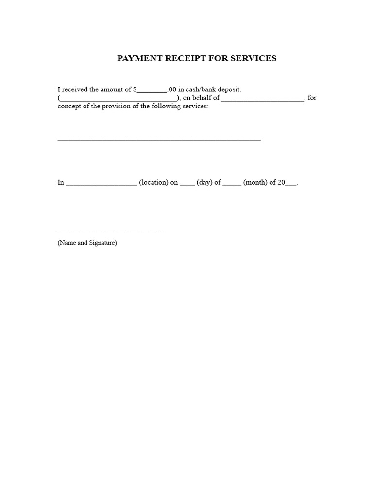 Payment Receipt For Services | PDF