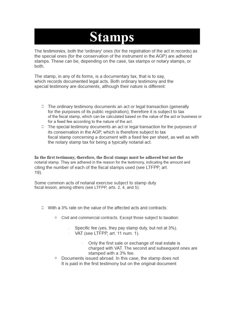 Notarial and Fiscal Stamps | PDF | Taxes | Notary Public