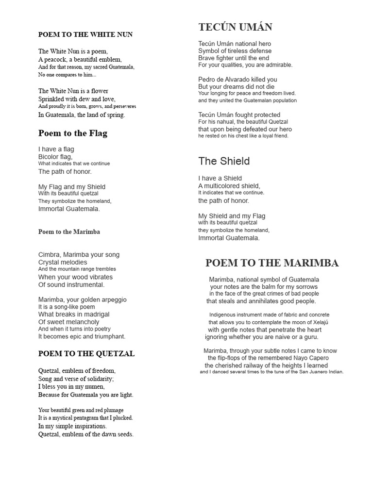 Poems About The Patriotic Symbols of Guatemala | PDF | Guatemala