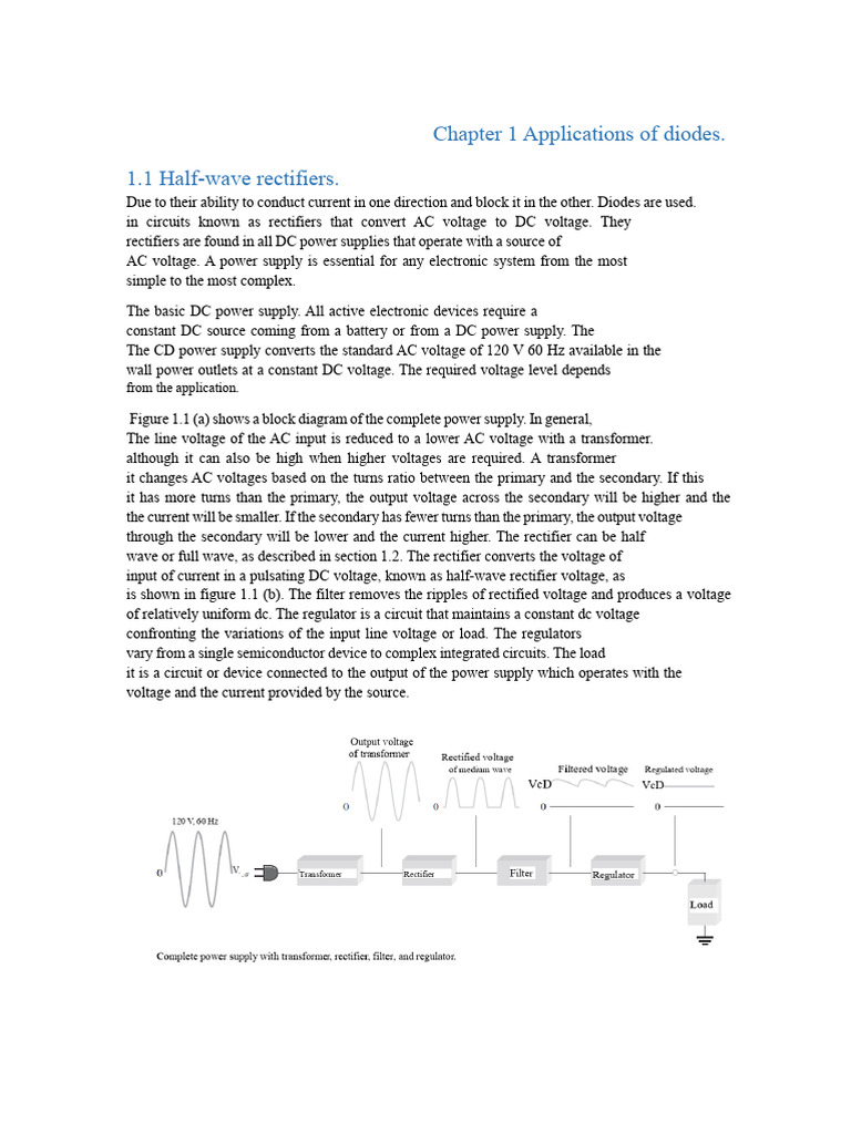 Chapter 1 Applications of Diodes | PDF | Rectifier | Power Supply