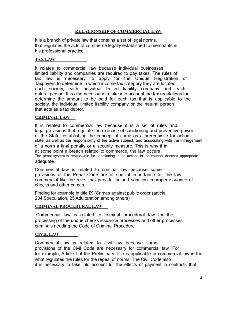 Relationship of Commercial Law | PDF | Crimes | Crime & Violence