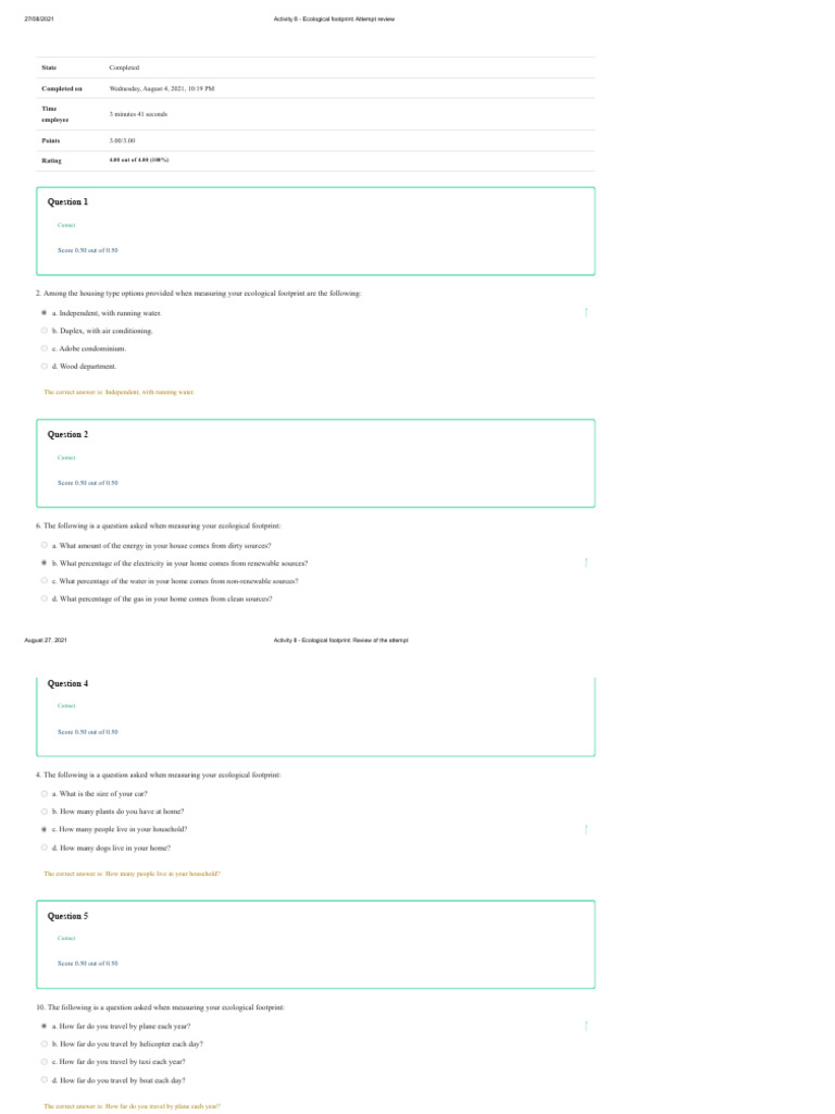Ecological Footprint Activity | PDF