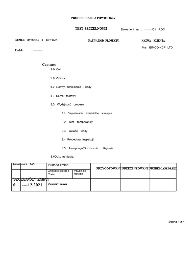 Procedura Testu Hydro Dla Miecha | PDF