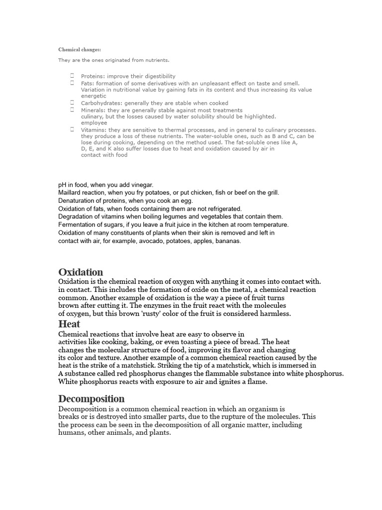Understanding Food Chemical Reactions | PDF | Cooking | Foods