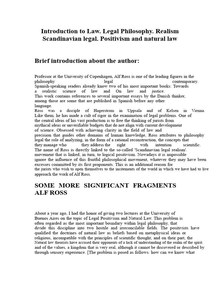 Scandinavian Legal Realism and Alf Ross | PDF | Natural Law | Positivism
