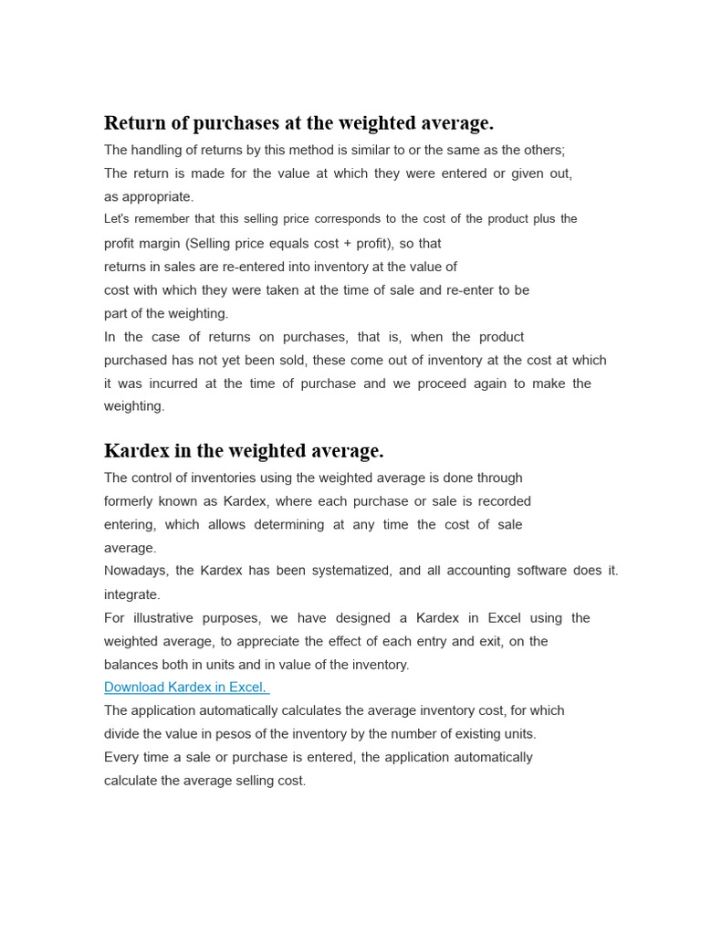Weighted Average Inventory Returns Guide | PDF