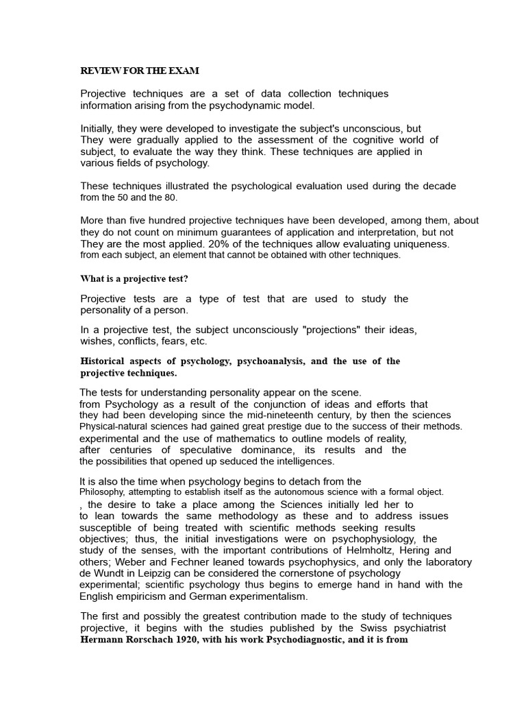 Review For The Projective Personality Test Exam | PDF | Depression ...