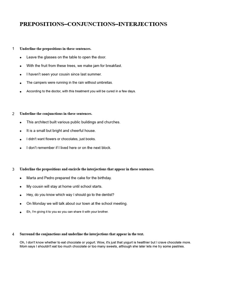 Prepositions Conjunctions Inter5 | PDF