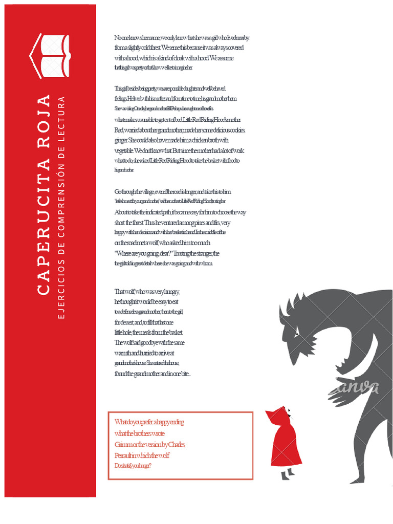 Little Red Riding Hood 80 Reading Comprehension Exercises | PDF
