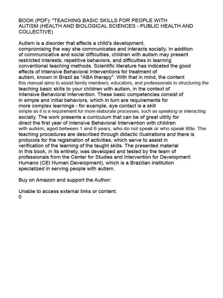 Book (PDF) - Teaching Basic Skills For People With Autism (Health and ...